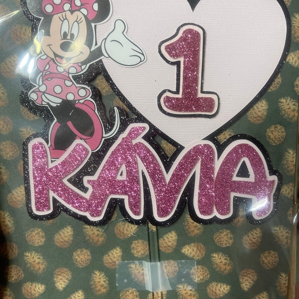 Personalize Minnie Mouse Name Cake Topper, Minnie Mouse Club House Name ...