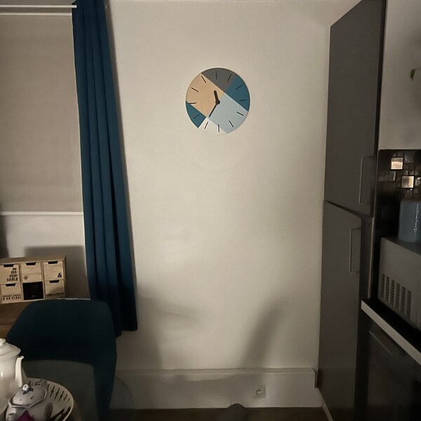 Turquoise Wall Clock Teal Blue Wall Art Color Block Wall Clock Design ...