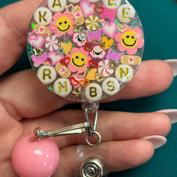 Sparkle Badge Reel, Flower Power Sparkle Badge Reel, Nurse Badge Reel ...