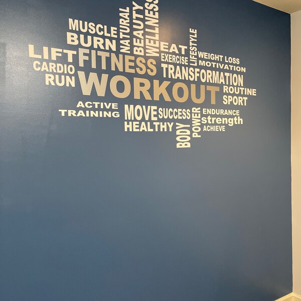 Home Gym Wall Decal Workout Collage Inspirational Decal Motivational ...