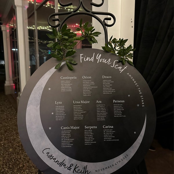Moon and Stars Wedding Table Plan, Celestial Theme Wedding Seating ...
