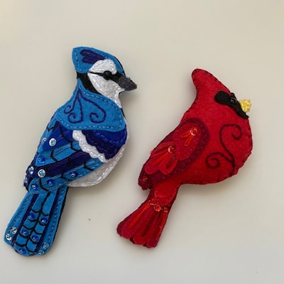 Blue Jay Sewing Pattern PDF Backyard Bird Stuffed Ornament Felt Plushie ...