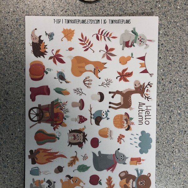 Cozy Forest Animals Fall Planner Stickers, Fall Animals Planner ...