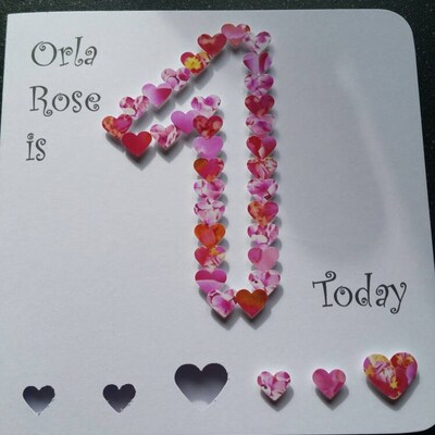 1st Birthday Card Personalised and Handmade First Birthday Card With ...