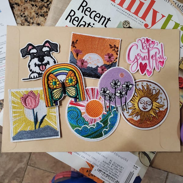 Sunrise Patch, Cherry Blossom Patch, Flower, Iron on Patch, Stick on ...