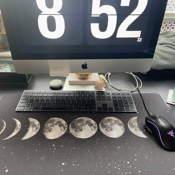 Moon Phases, Desk Pad, Celestial Keyboard Mat, Moon Desk, Tech ...