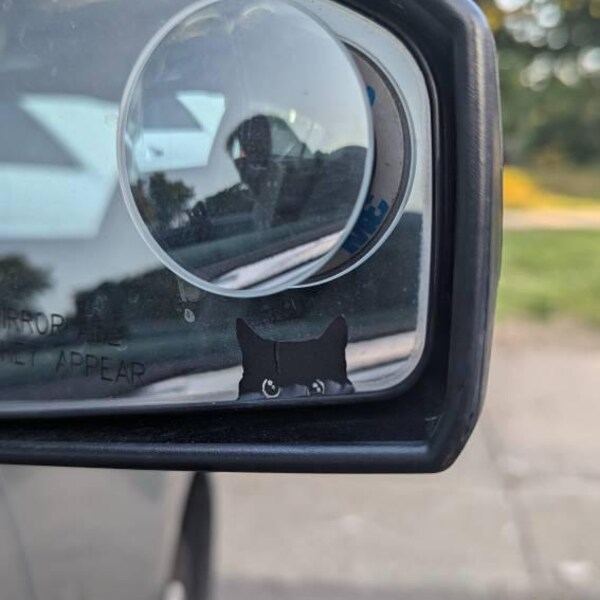 Cat Peeker Decal, Car Decal, Black Cat Peeker Sticker, Blank Button ...