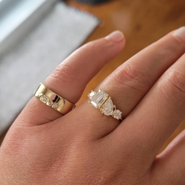 Mens Engagement Ring Set Couple Rings Set for Men and Women Peridot ...