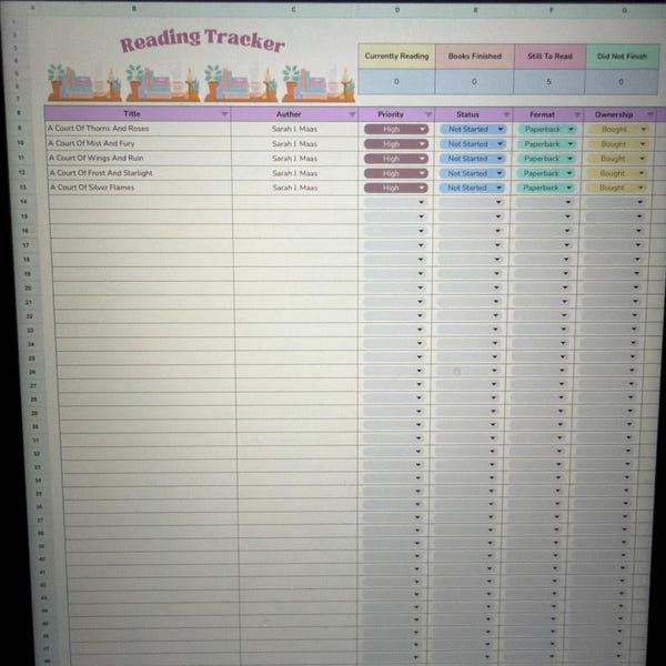 Google Sheets TBR Book Tracker – Aesthetic Reading Spreadsheet for Book ...