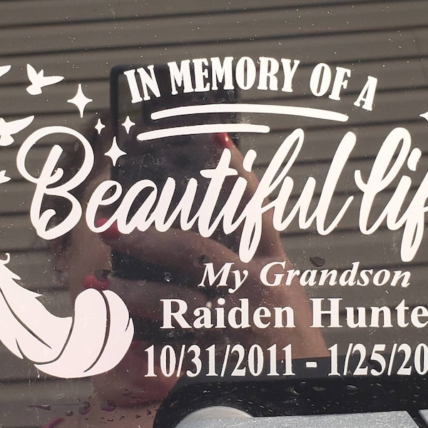 Personalized Car Memorial Car Decal, Custom Name Vinyl Decal, in Loving ...