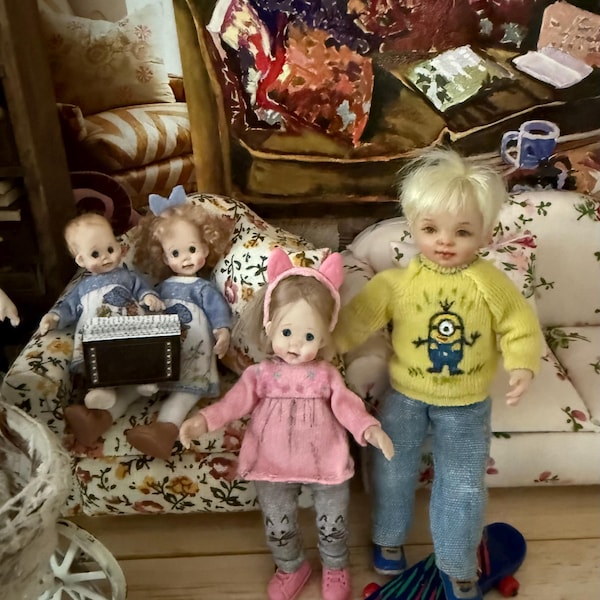 Miniature Doll, 1/12th Scale, BJD, Doll, Miniature, Tiny Doll ...