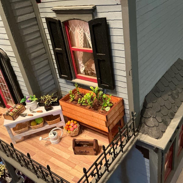 Dollhouse Garden Pots & Tray, Dollhouse Planters, Miniature Garden ...