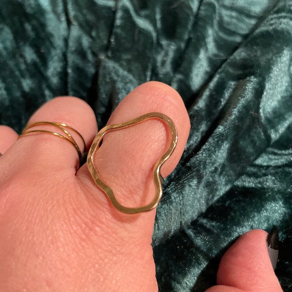 Irregular Gold Ring, Open Circle Ring, Gold Hammered Ring, Asymmetric ...