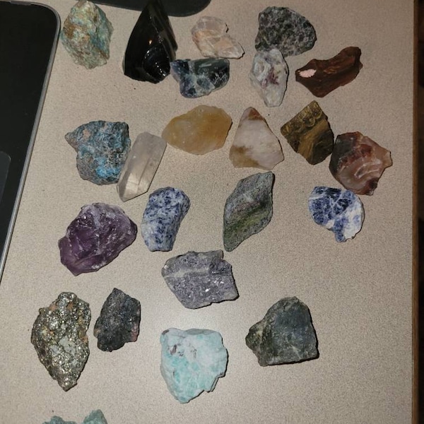 15 Raw Crystals Set - Mixed Rough Gemstones - Assorted Lot Beginner's ...