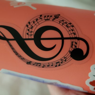 Music Note Sticker, Treble Clef Sticker, Clear Vinyl Sticker, Die Cut ...