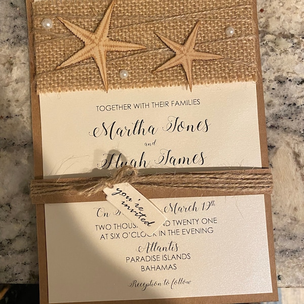 Rustic Beach Wedding Invitations, Beach Themed Wedding Invitations ...