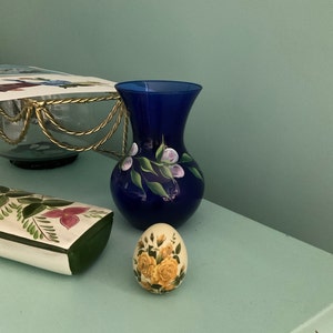 Vintage Cobalt Blue Glass Victorian Boot Vase, Pen or Brush Holder ...