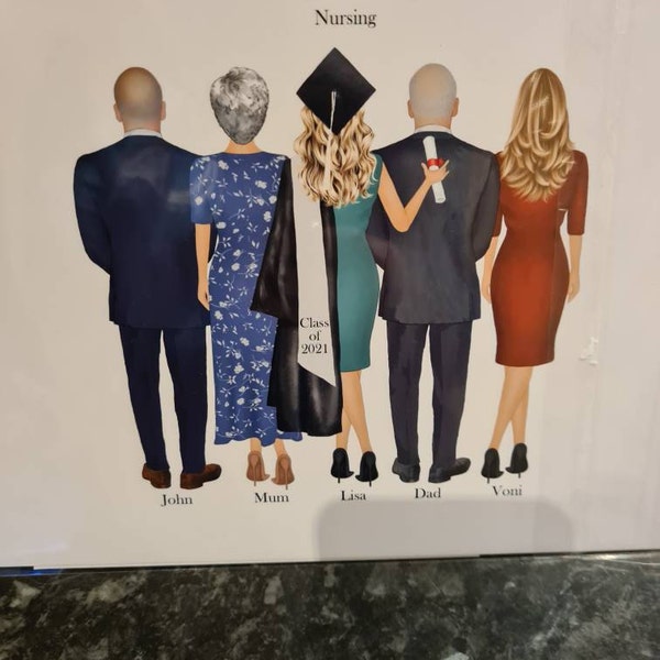 Graduation Family Print, Personalised Graduation Gift, Graduation Gift ...