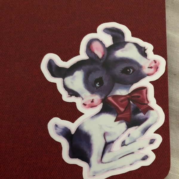 Two Headed Calf Sticker | Creepy Cute Mutant Cow Oddity Art on ...