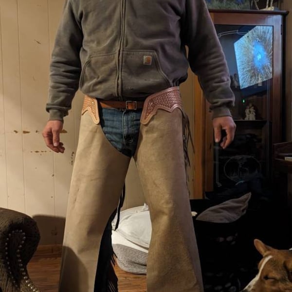 Custom Made Batwing Leather Chaps/ Rough Out/new/r Bar K - Etsy