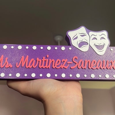 Drama Teacher Name Sign Custom Made 3D Printed Teacher Sign Musical ...