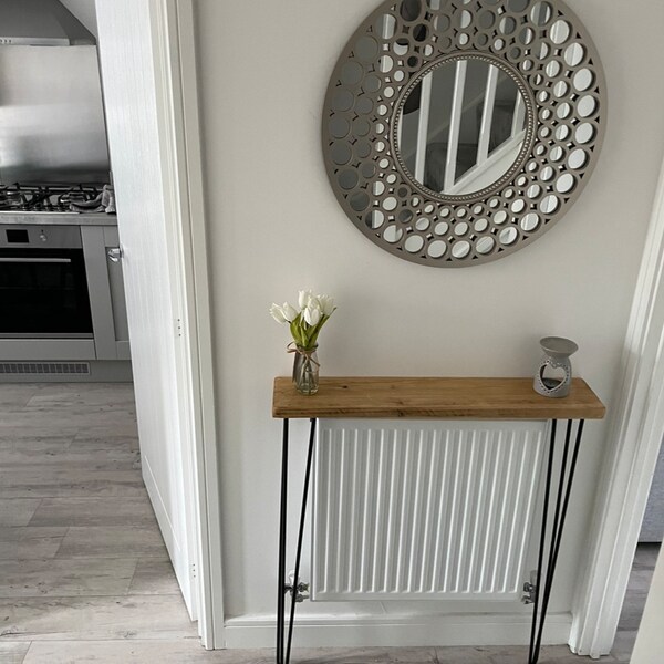 Rustic Radiator Cover With Hairpin Legs | Radiator Shelf - Etsy UK