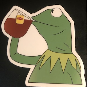 Kermit Sipping tea Sticker Decal for Laptop, Water Bottle Hydroflask ...