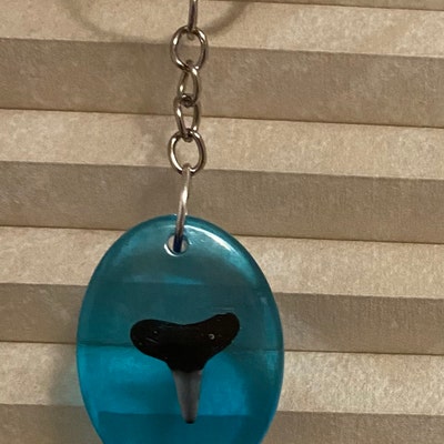 Beaded Fossilized Shark Tooth Keychain - Etsy