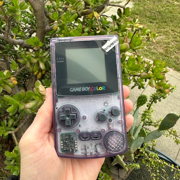 Authentic Nintendo Game Boy Gameboy Color Atomic Purple + New Screen ...