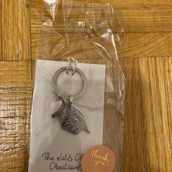 Handmade Metal Stamped Graduation “class Of” Keychain - Graduation Gift ...