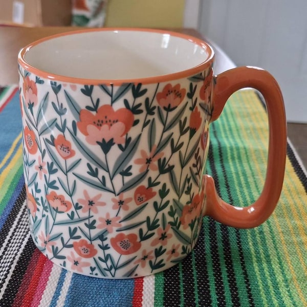 Blue Morning Glory Garden Coffee Tea Latte Mug Cup, 17 Oz Ceramic Jug ...