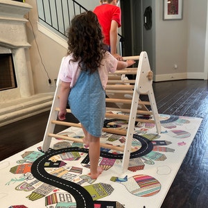 Foldable Triangle and Ramp Wood Play Gym Triangle With Ramp Toddler ...