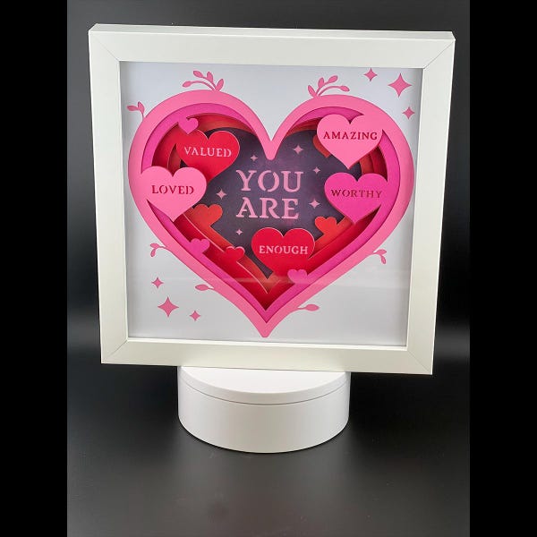 3D Heart of Love Shadow Box With Custom Words, Valentines Day Heart ...