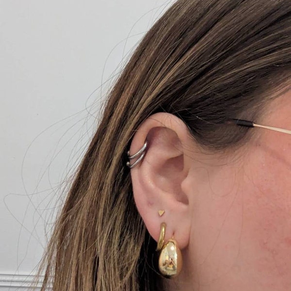 Heart Shape Tragus Stud, Threadless Flat Back Earring, Minimalist Style ...