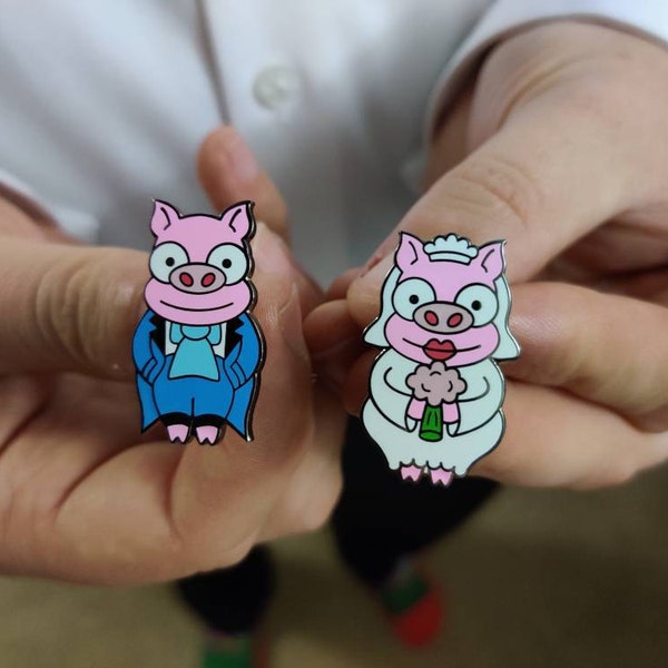 Simpsons Wedding Cuff Links Pig Bride and Groom Enamel Lisa's Wedding ...