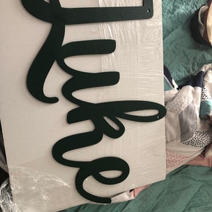 Custom Script Unfinished Wood Sign Laser Cut Letters Hanging Wall Decor ...
