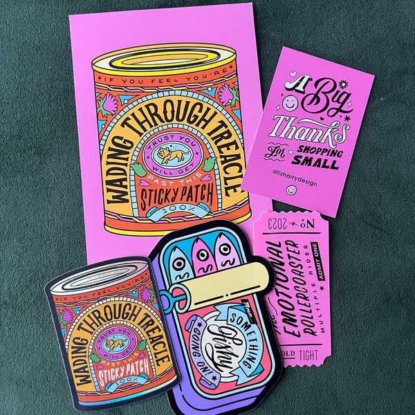 Holographic Wading Through Treacle Tin Sticker - Mental Health Themed ...