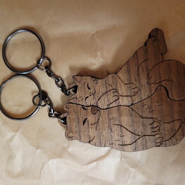 Bear and Cat Couple Keychains - Friendship or Relationship Matching ...