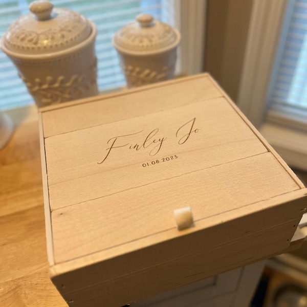 LARGE SIZE Baby Girl Keepsake Box // Personalized Box, Wood Box, Baby ...