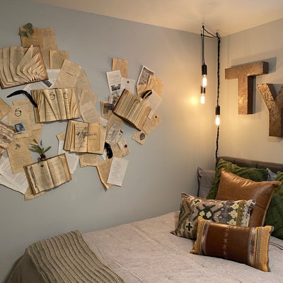 Custom Five Book Hanging Vintage Book Art Collection/ Varying Sizes ...