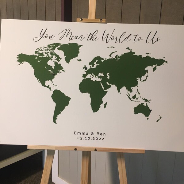 Editable World Map Guest Book Alternative Template, Travel Themed ...