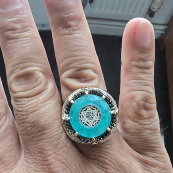 Engraved Handmade Seal of Solomon Design Ring,925 Sterling Silver Ring ...