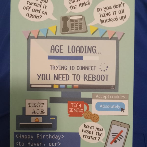 Computer IT Nerd Birthday Card. Tech Phone Support Geek, Web ...