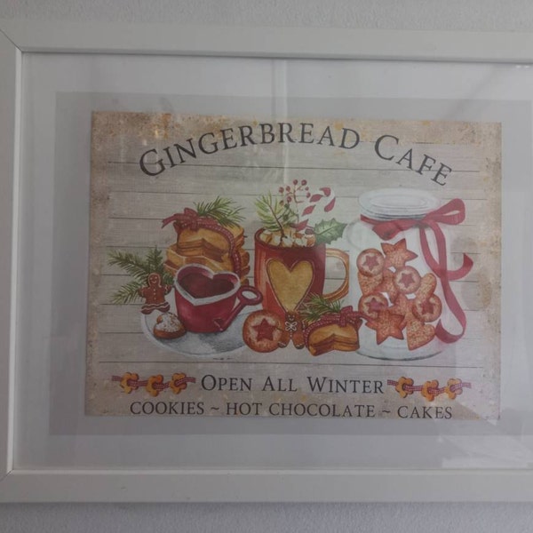 Rustic Gingerbread Cafe Christmas Sign, Christmas Gingerbread Hot ...