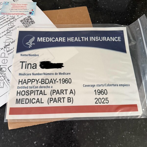 Medicare Card EDIBLE Image for Cakes and Cupcakes, Retirement Cake ...