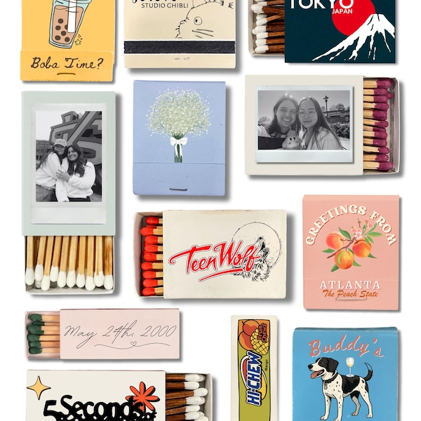 CUSTOM MATCHBOOK ART | Personalized Digital Matchbox Gift | Large ...