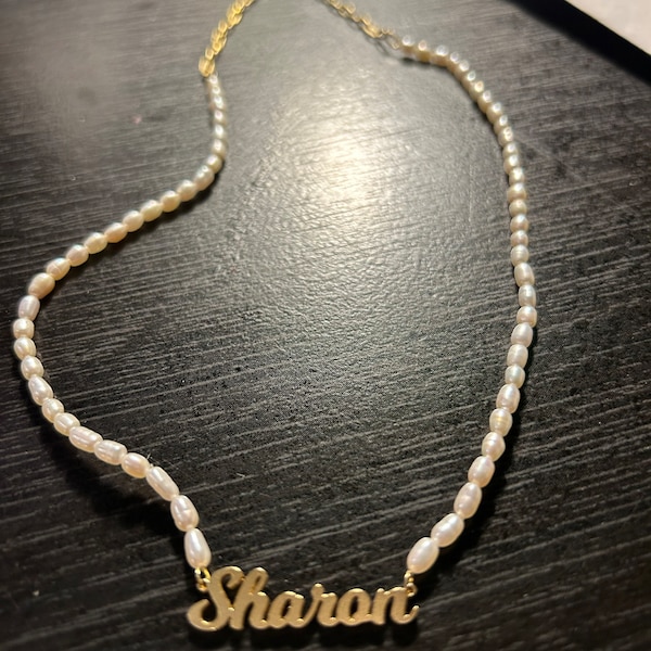 Personalized Pearl Name Necklace by Caitlyn Minimalist • Custom Dainty ...