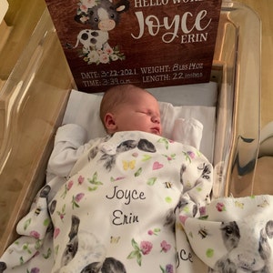 Baby Cow Birth Stat Sign, Custom Wood Sign, Nursery Decor, Name ...