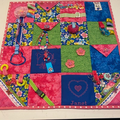 Pastel Fidget Butterflies FROGS Activity Busy Tactile Sensory Quilt ...