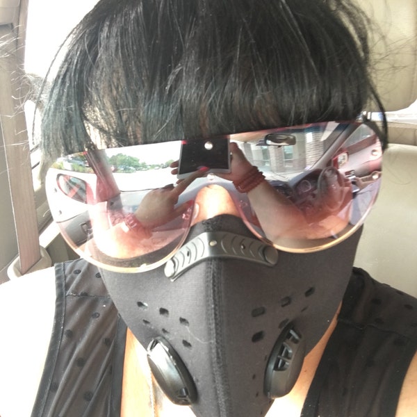 Solid Black Neoprene Mask W/ PM 2.5 Filter, Reusable, Easy Breathing ...